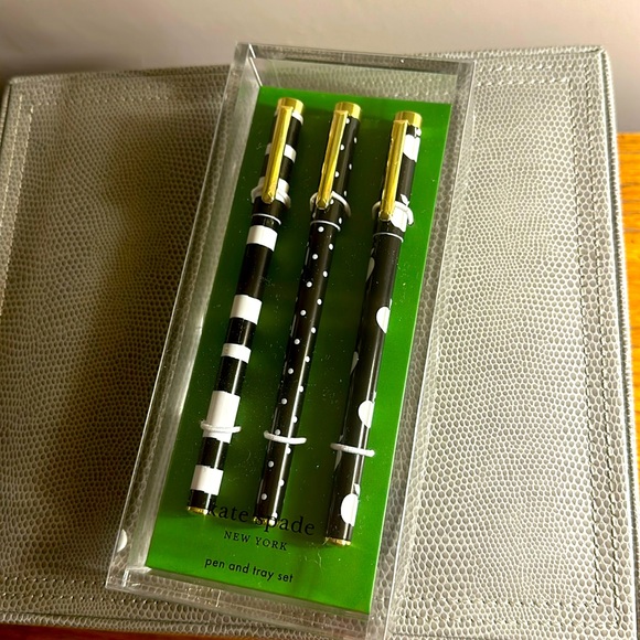 kate spade | Office | Nwt Kate Spade Set Of 3 Pens Acrylic Tray | Poshmark
